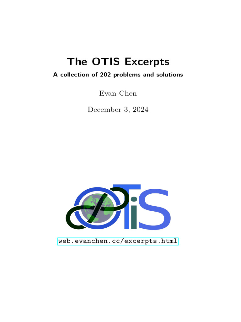 OTIS Excerpts: Math Olympiad Insights | PDF | Mathematics ...