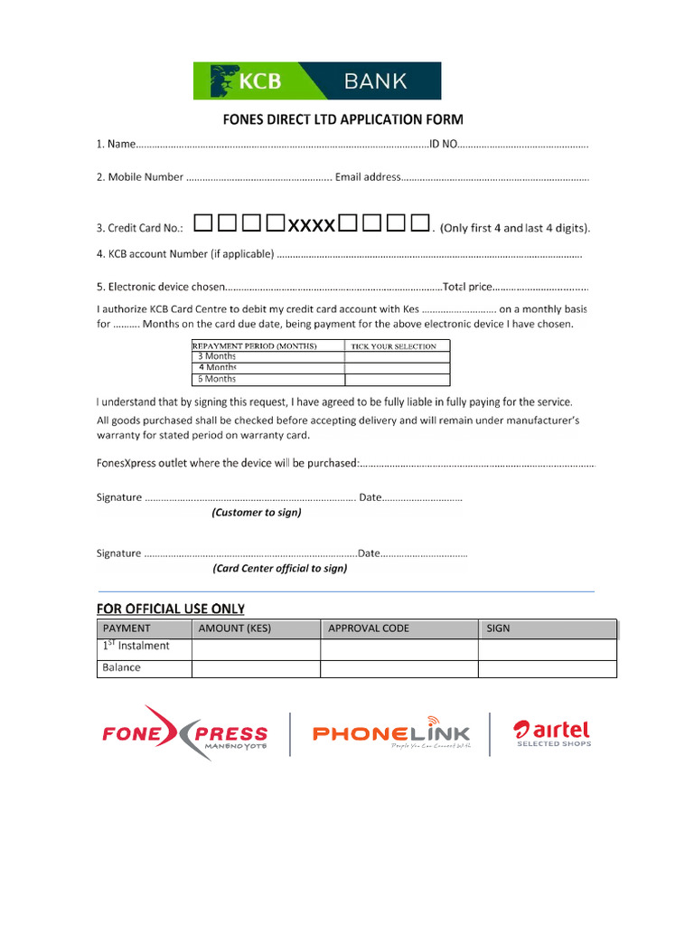 KCB Application Form | PDF