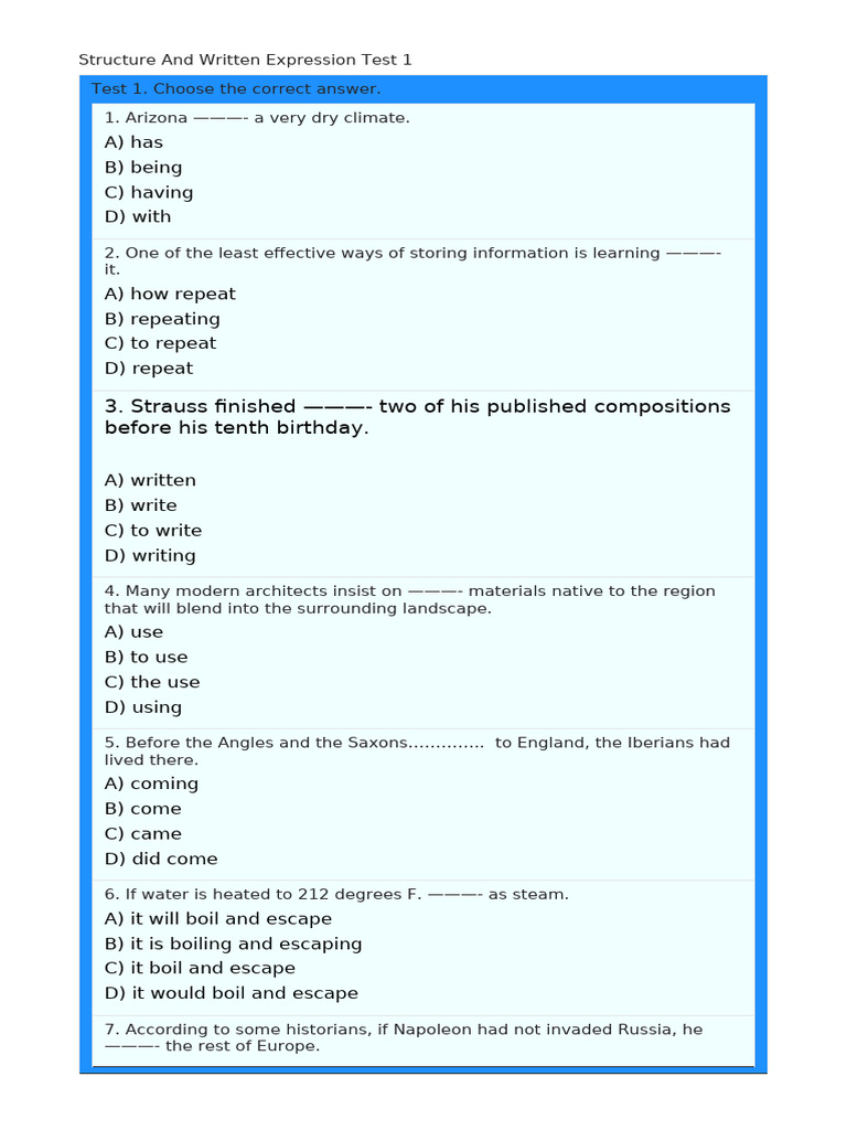 Latihan Soal Structure 1 | PDF