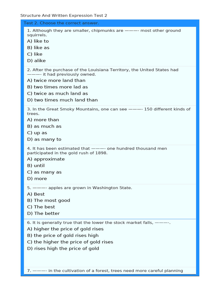 Latihan Soal Structure 2 | PDF
