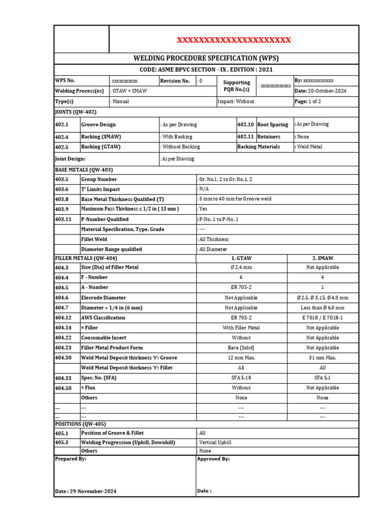 WPS (P1 to P1) ASME Sec. IX | PDF | Welding | Construction