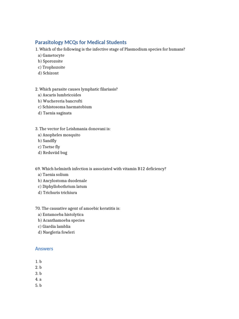 Parasitology_MCQs | PDF