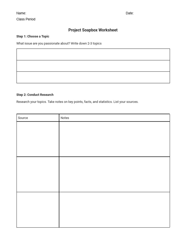 Project Soapbox Worksheet Guide | PDF