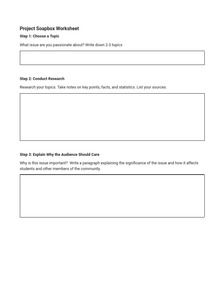 2024.12.06 Project Soapbox Worksheet | PDF