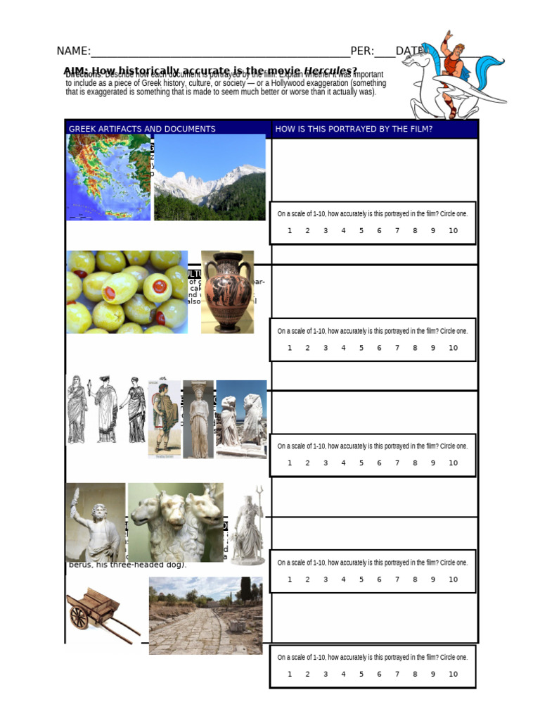 Hercules Film Handout (Word | PDF | Greek Mythology | Hades