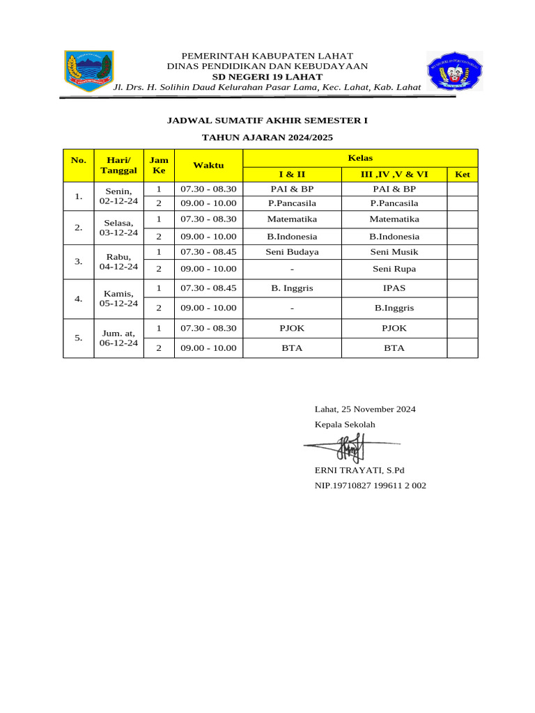jadwal sumatif | PDF