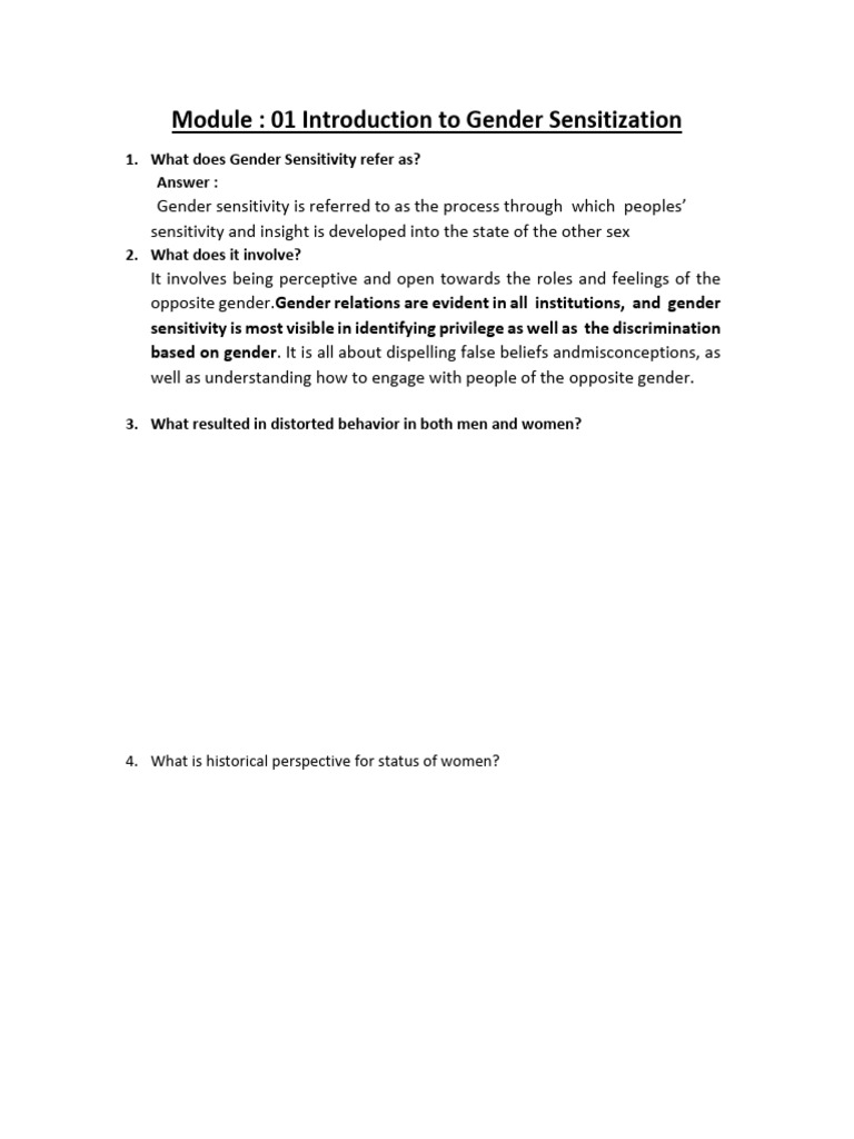 Introduction To Gender Sensitization | PDF | Gender | Gender Studies