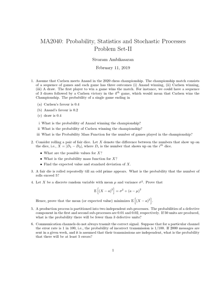 Problems (1) | PDF | Variance | Expected Value