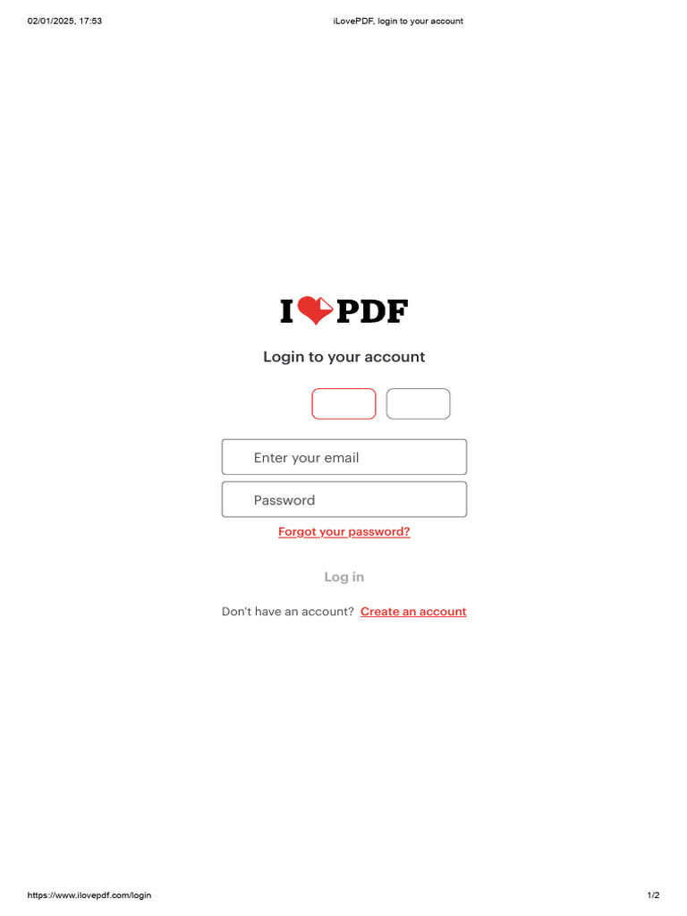 iLovePDF, Login To Your Account | PDF