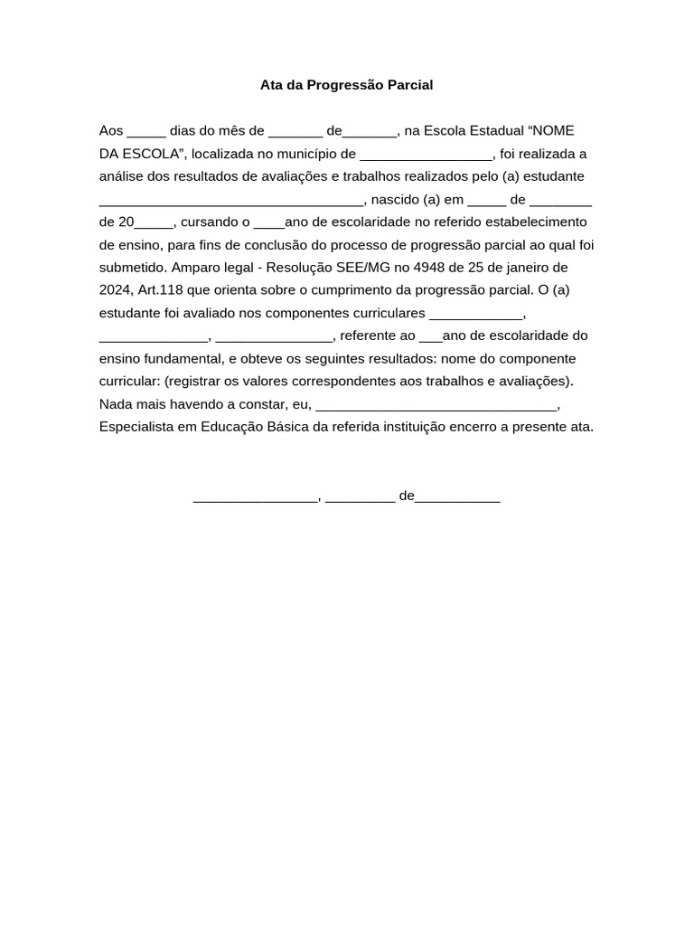 Ata Da Progressão Parcial | PDF