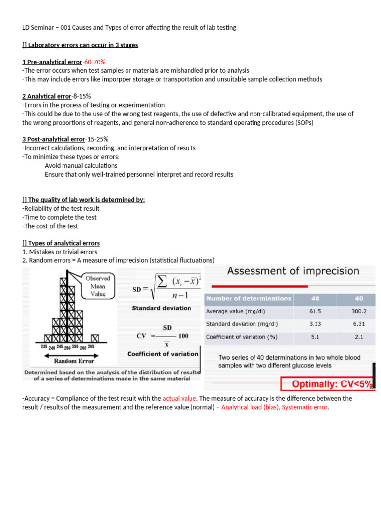 LD Seminar – 001 Statistics | PDF | Errors And Residuals | Observational Error