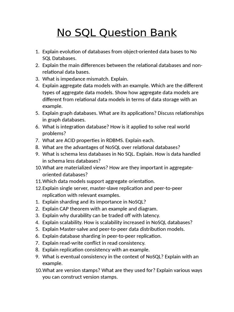 No SQL QuestionBank | PDF