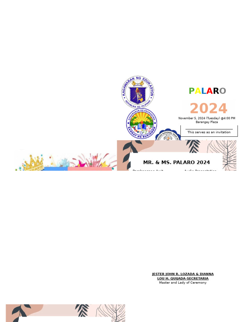 MR and Ms Palaro District Level | PDF