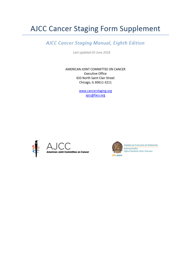 AJCC Cancer Staging Form Supplement | PDF | Lymphoma | Metastasis