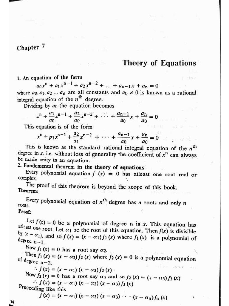 Theory of Equation | PDF