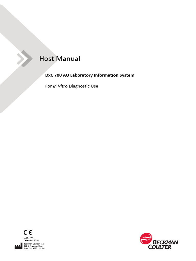 Manual InterfaceDxC 700 AU Laboratory Infomation System C01933 | PDF | Bit Rate | Information