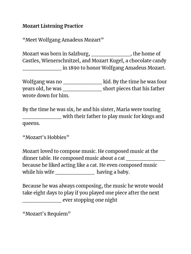 Mozart Listening | PDF