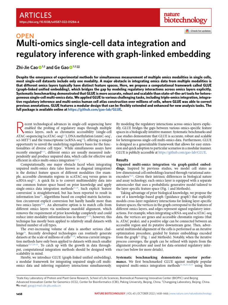 Multi-Omics Single-Cell Data Integration and Regulatory Inference With Graph-Linked Embedding ...