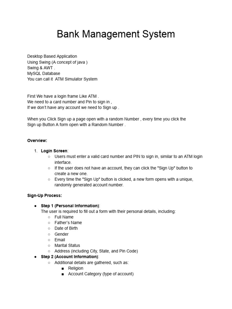 ATM Simulator: Java Swing Application | PDF