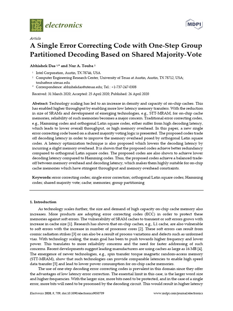 A Single Error Correcting Code With One-Step Group | PDF | Cpu Cache | Computer Data