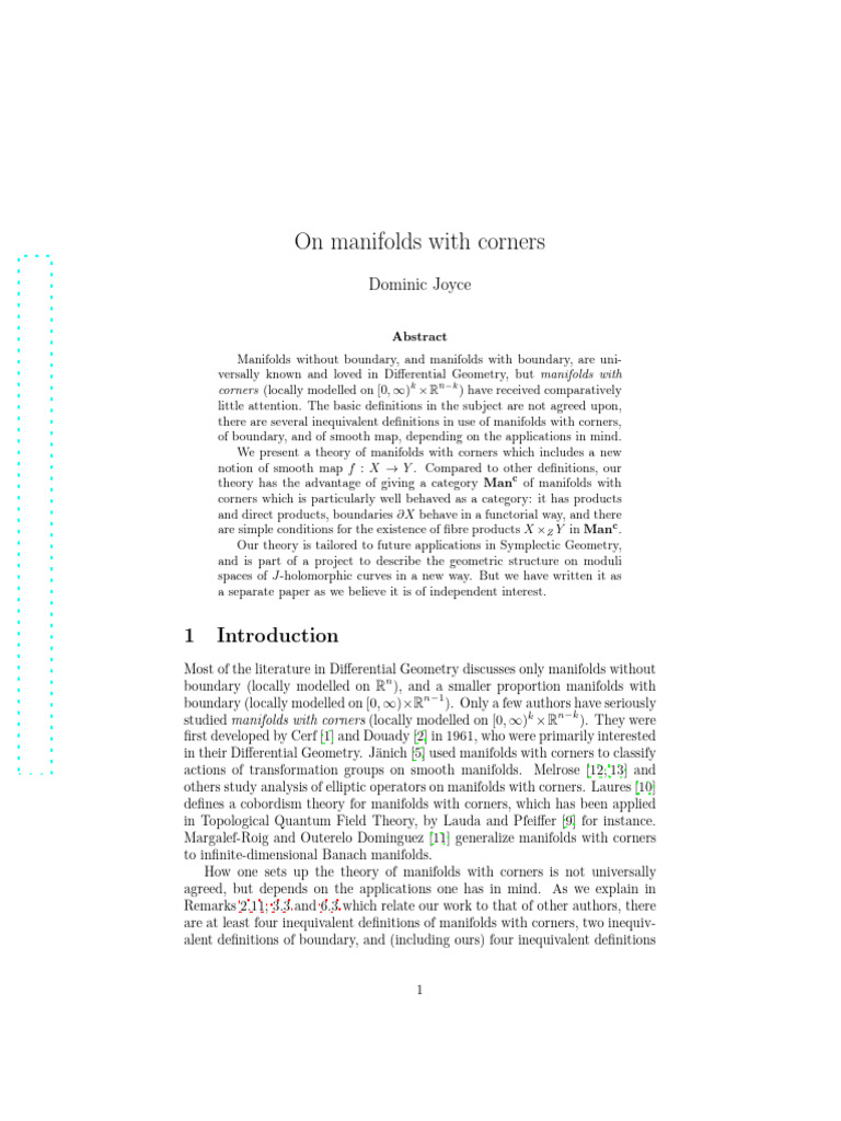 Theory of Manifolds with Corners | PDF | Manifold | Geometric Topology