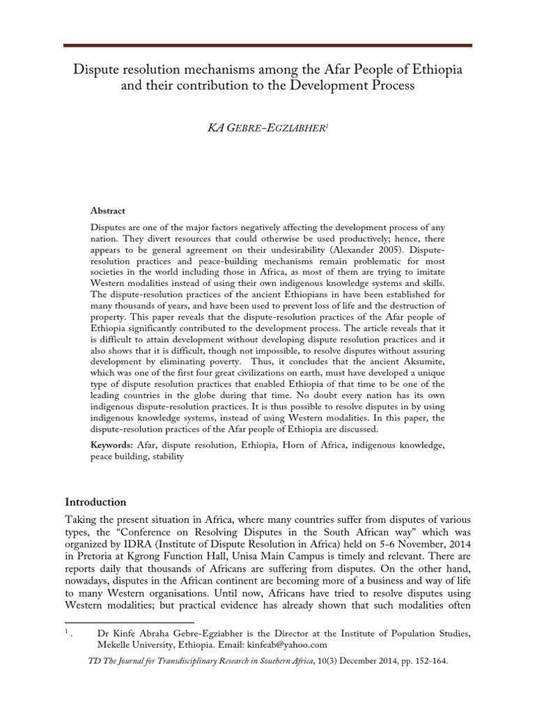 Afar Indigenous Dispute Resolution Practices | PDF | Ethiopia | Crimes