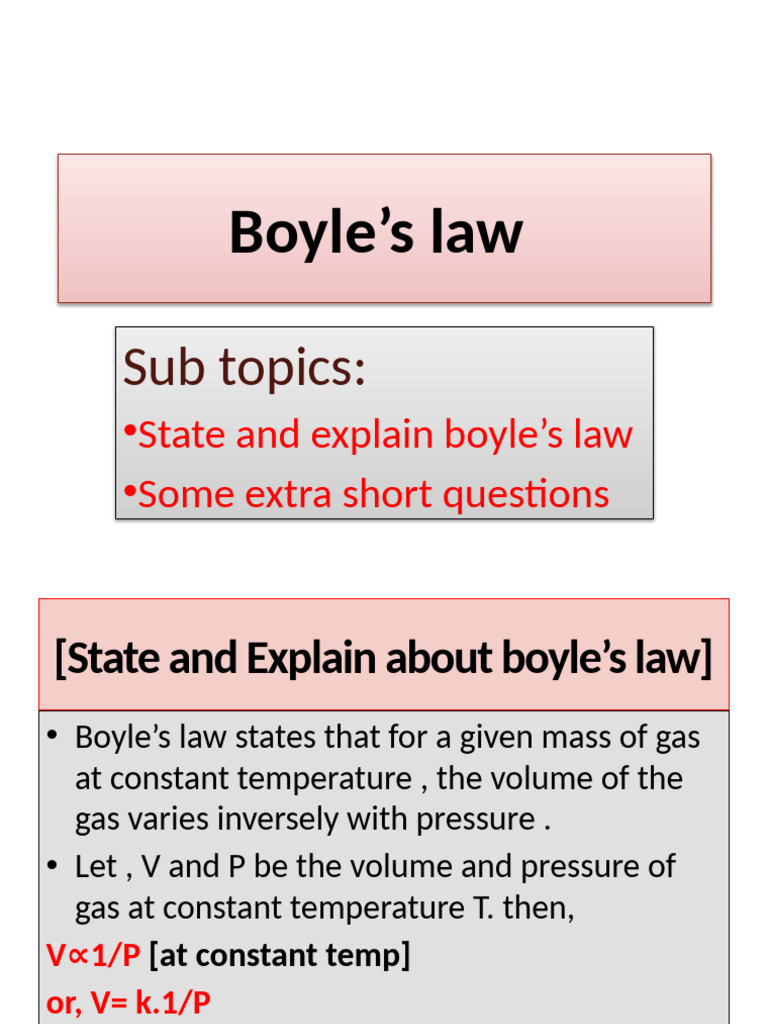 Understanding Boyle's Law Explained | PDF