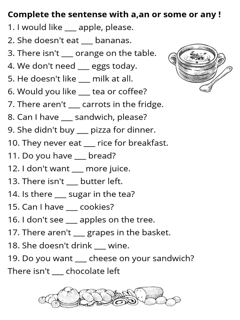 Complete The Sentense With A, An or Some or Any ! | PDF