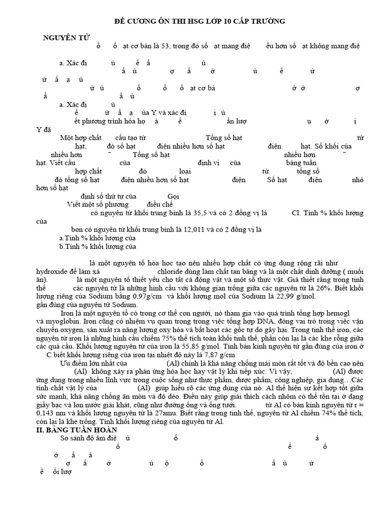 ĐỀ CƯƠNG HSG 10 -2023-2024 | PDF