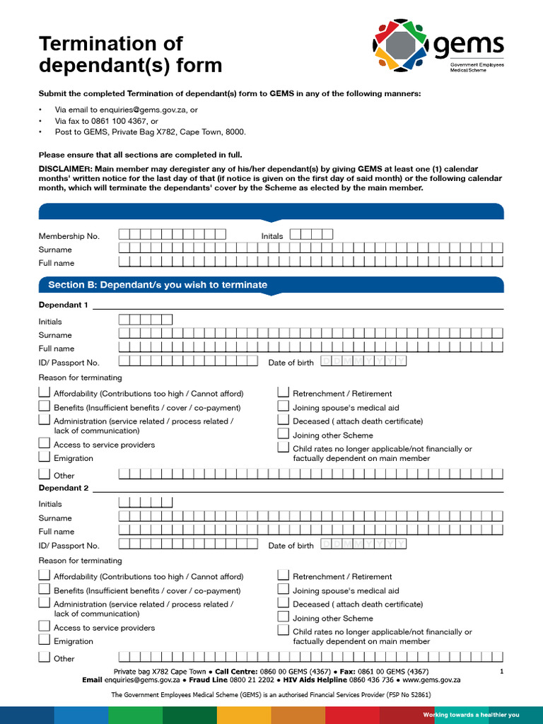 8051 Termination of Dependant(s) Form P12 | PDF