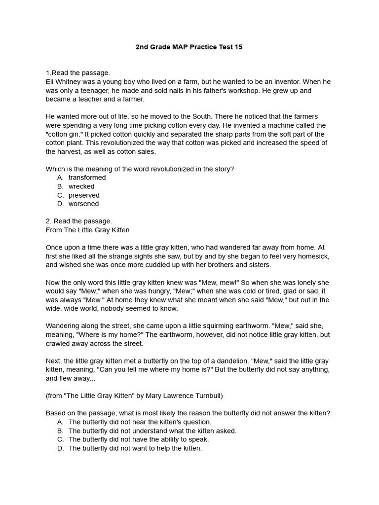 2nd Grade MAP Test Practice | PDF | Verb | Adverb