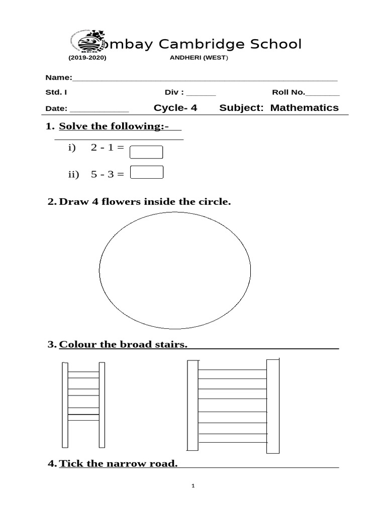 Math Cycle 4 std1 | PDF