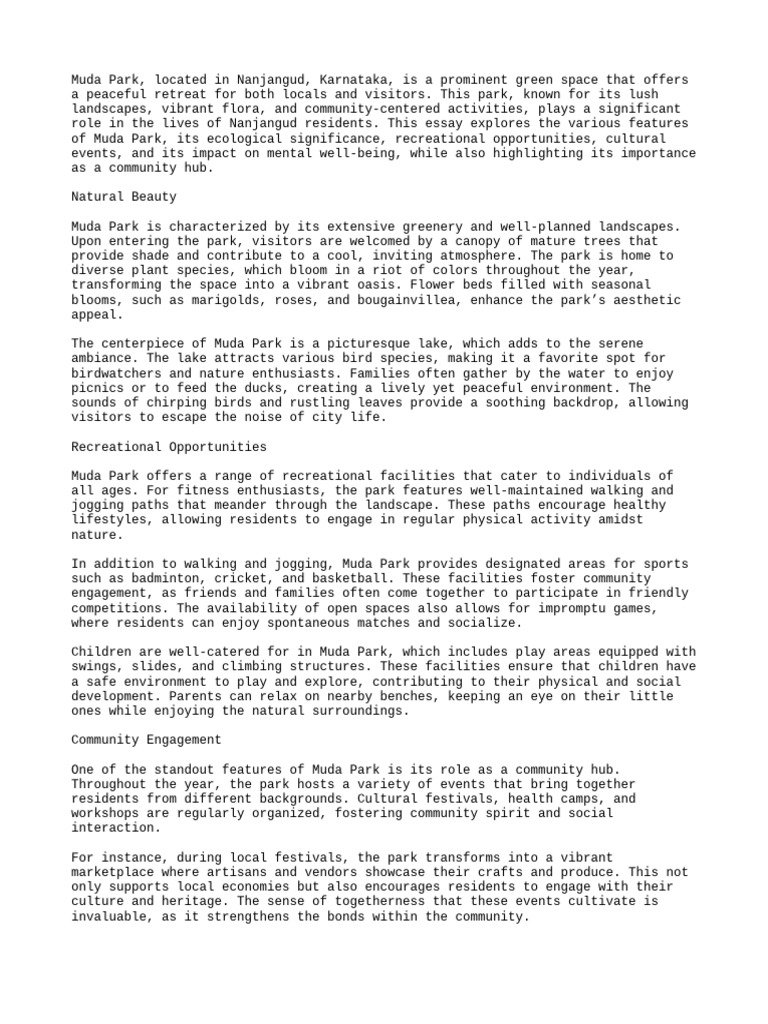 Muda Park Activity | PDF | Parks | Sustainability