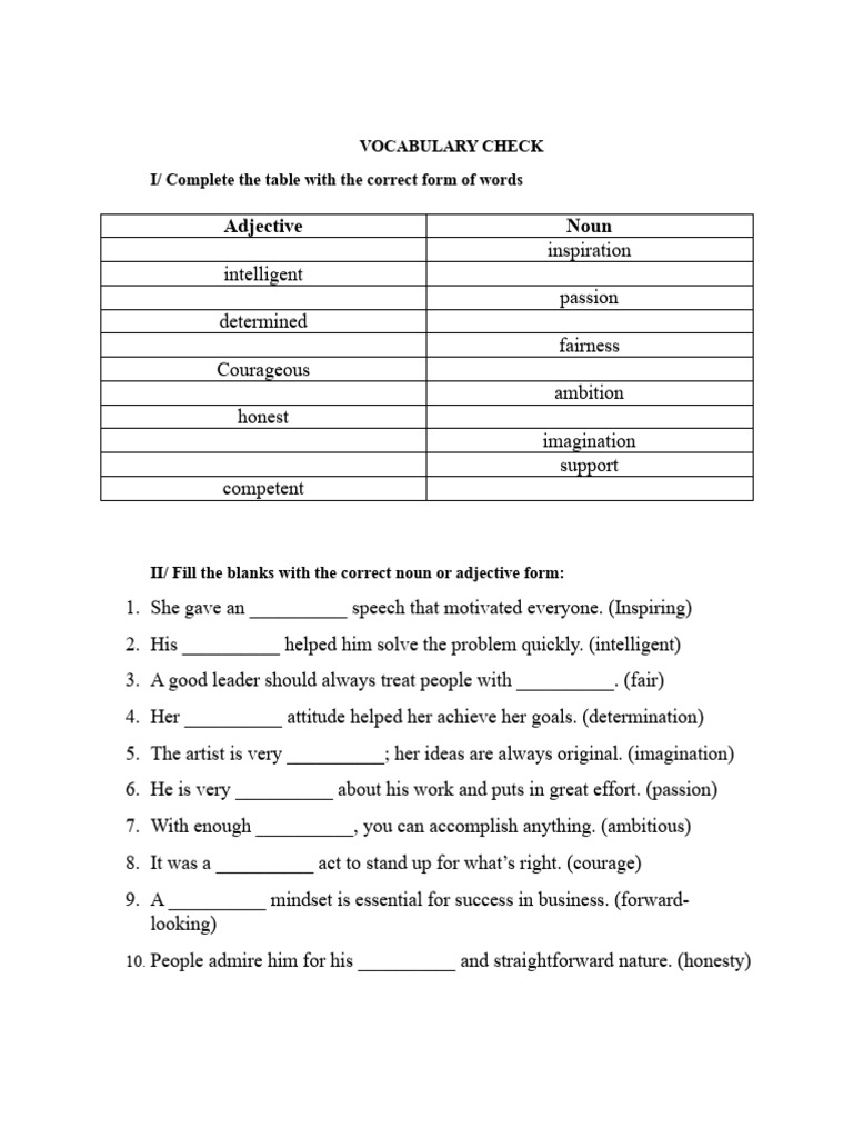Vocabulary Check | PDF