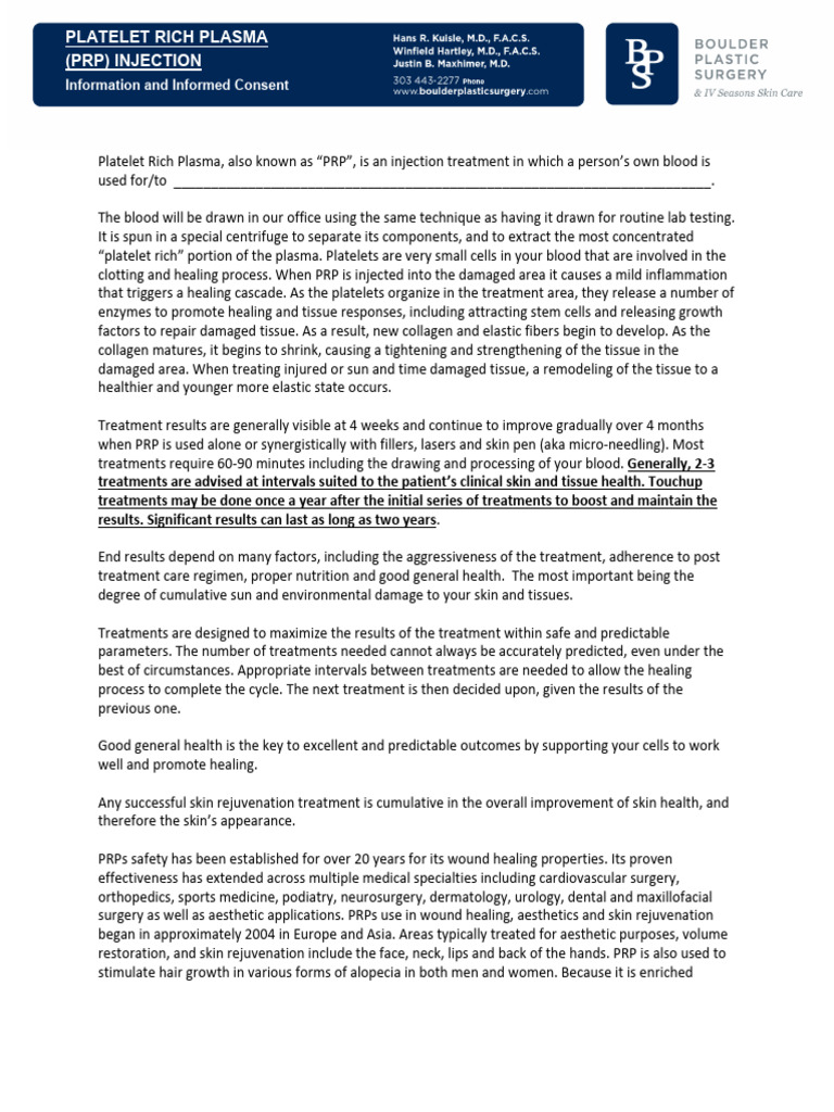 PRP-Consent | PDF | Clinical Medicine | Medical Specialties