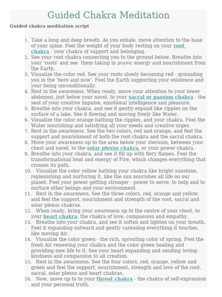 Guided Chakra Meditation | PDF | Sati (Buddhism) | Mantra