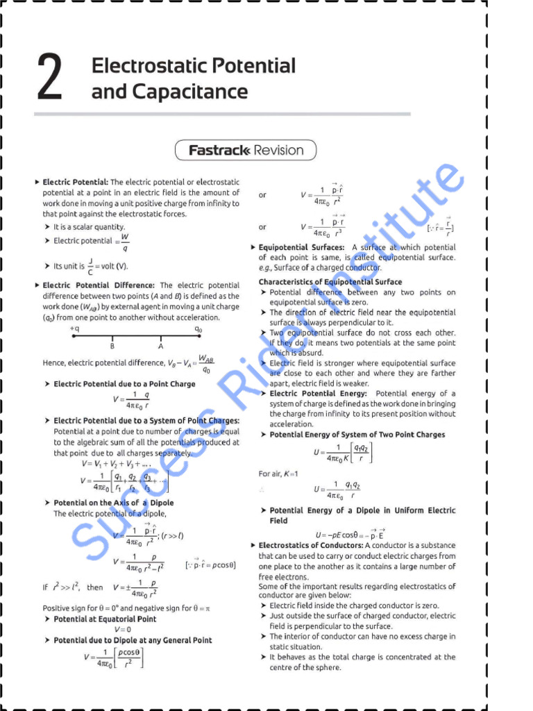 Class 12th Physics (Electric Potential and Capacitance) IMP Questions and PYQ | PDF