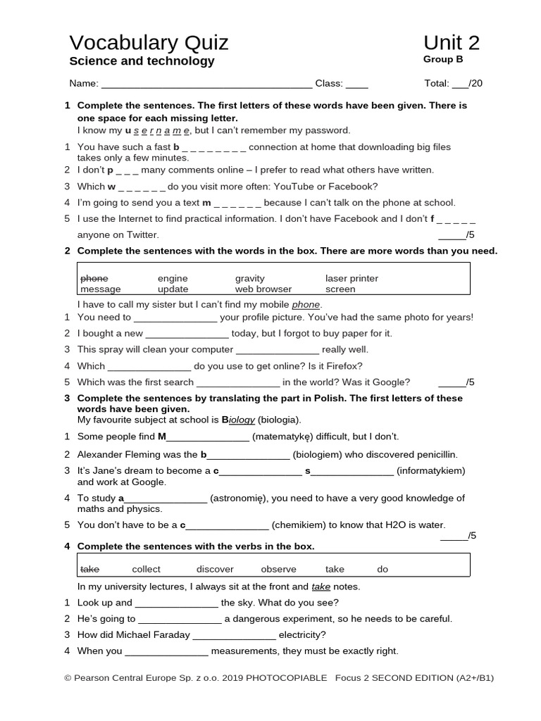 Science and Technology Vocabulary Quiz | PDF