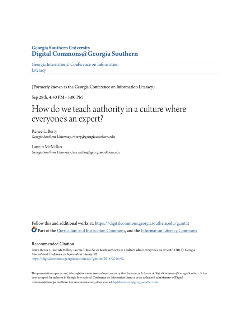 How Do We Teach Authority in A Culture Where Everyone - S An Expert ...