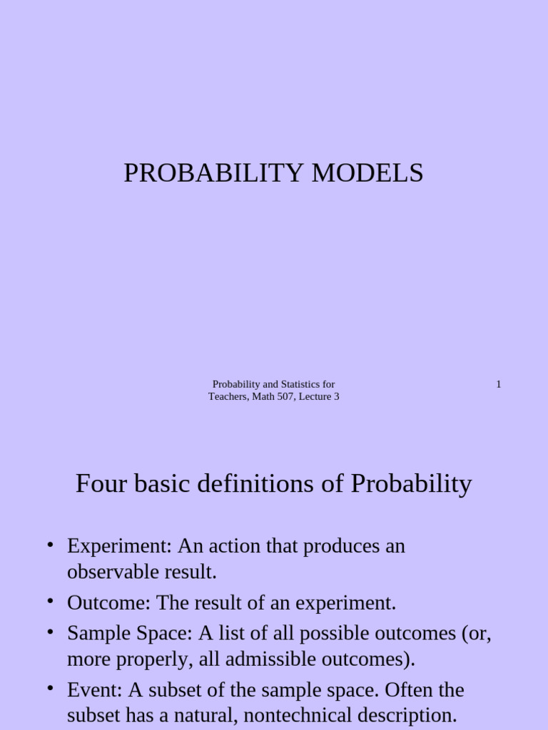 Lec03 PROBABLITY MODELS | PDF | Measure (Mathematics) | Mathematical Proof