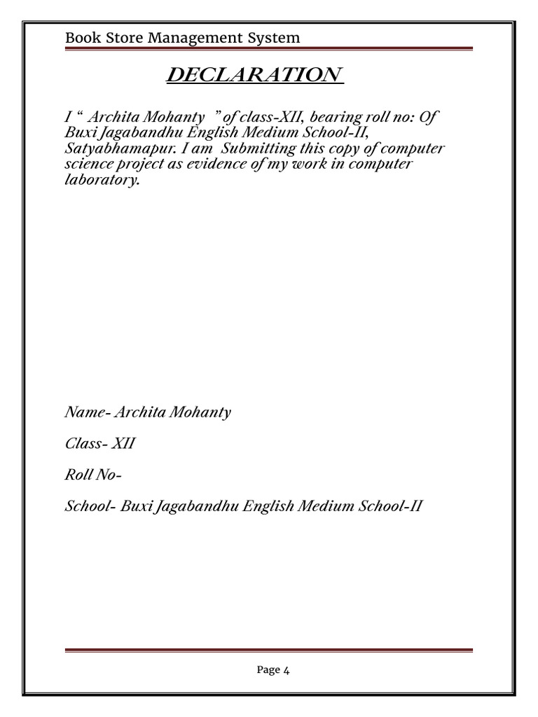 Book Store Management Project | PDF