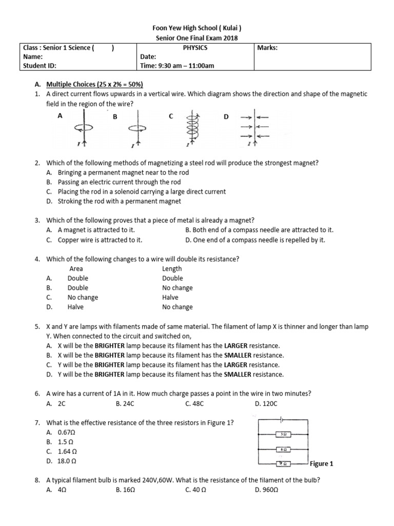 Final Exam | PDF | Electrical Resistance And Conductance | Voltage