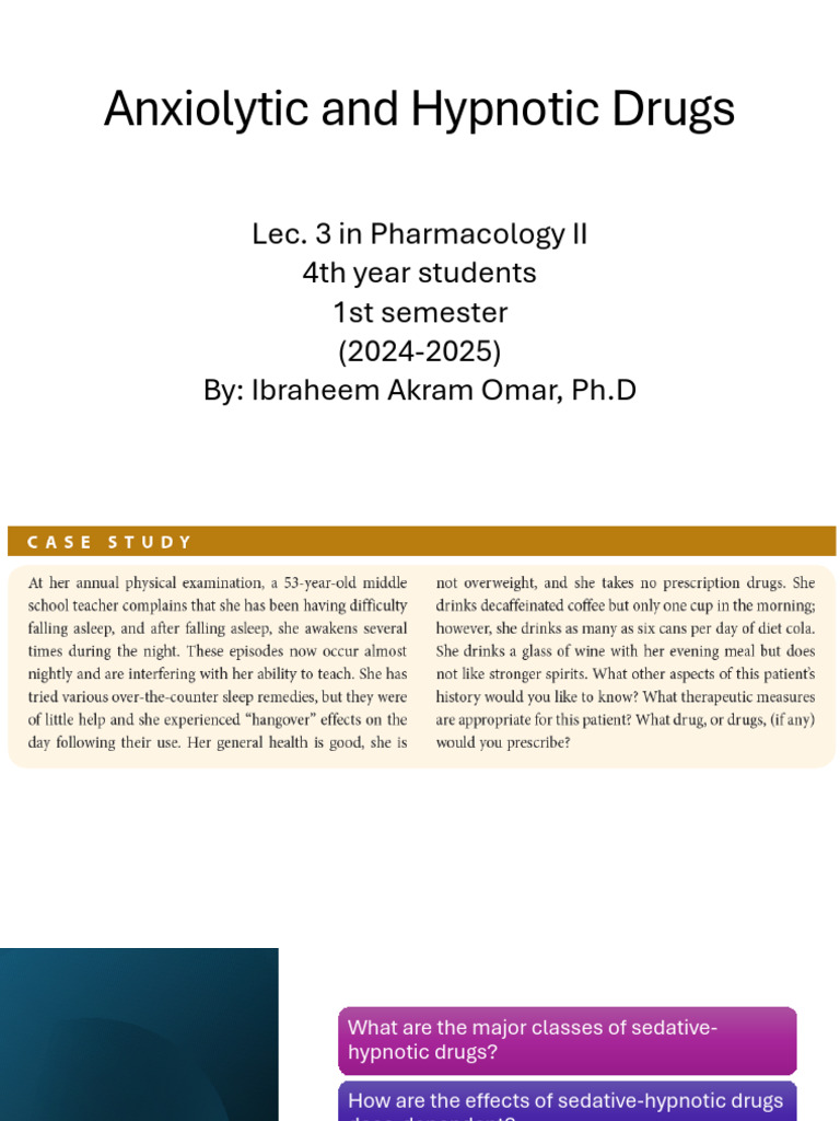 Anxiolytic and Hypnotic Drugs (Pharmacology) | PDF | Benzodiazepine ...