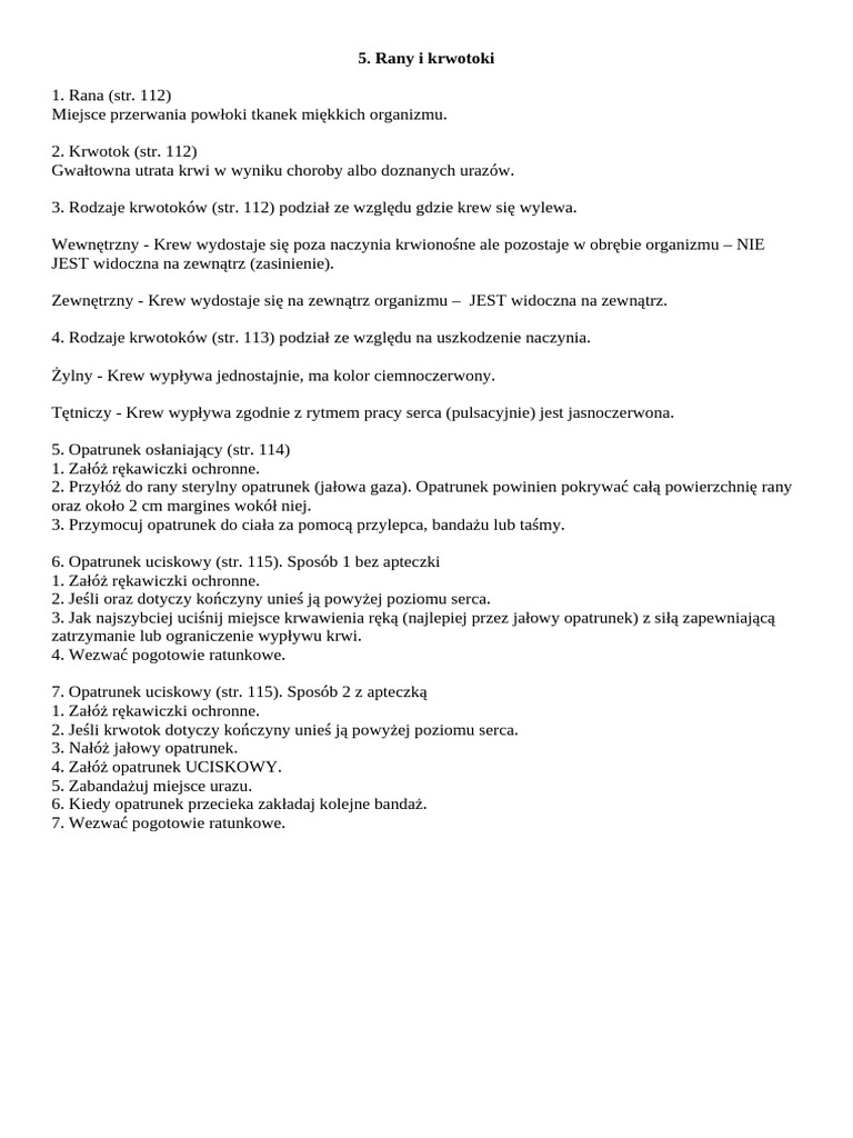 Rany I Krwotoki | PDF