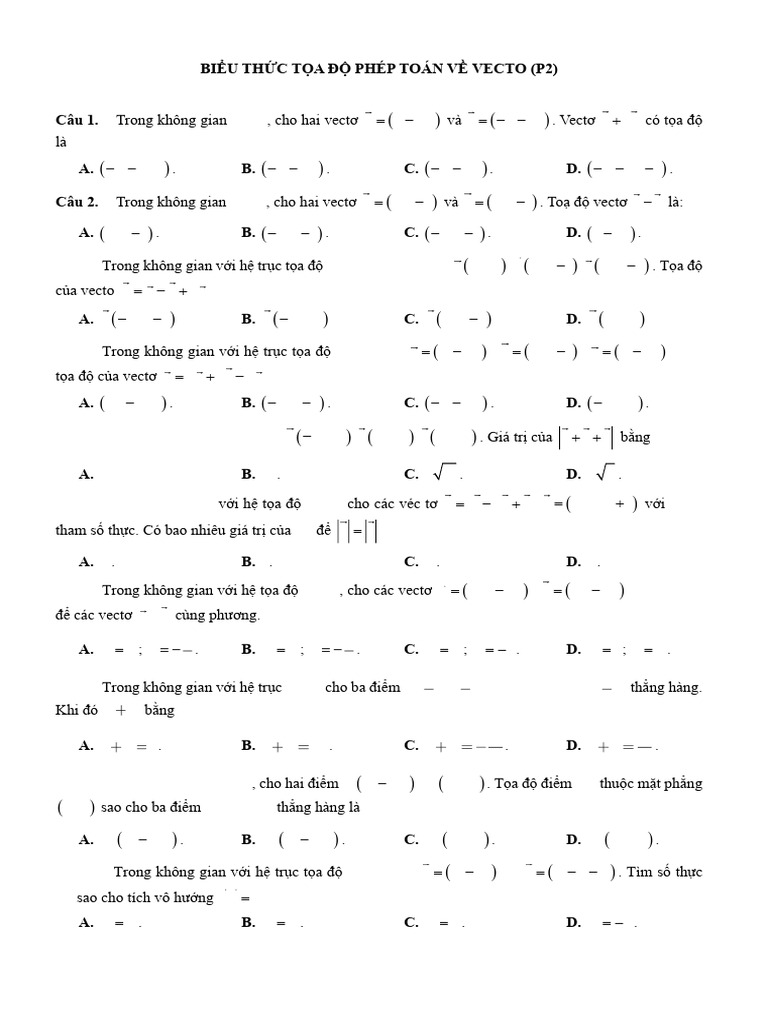 5.2 Biểu Thức Tọa Độ Phép Toán Về Vecto | PDF