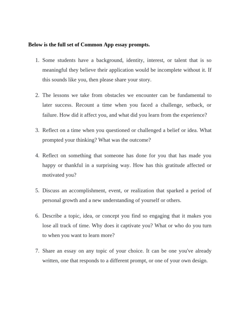 Common App Essay Prompts | PDF