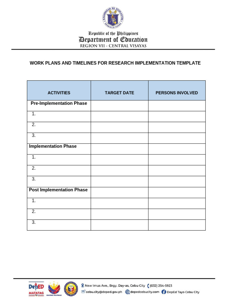 RO-PPRD-F012 - Work Plans and Timelines For Research Implementation ...