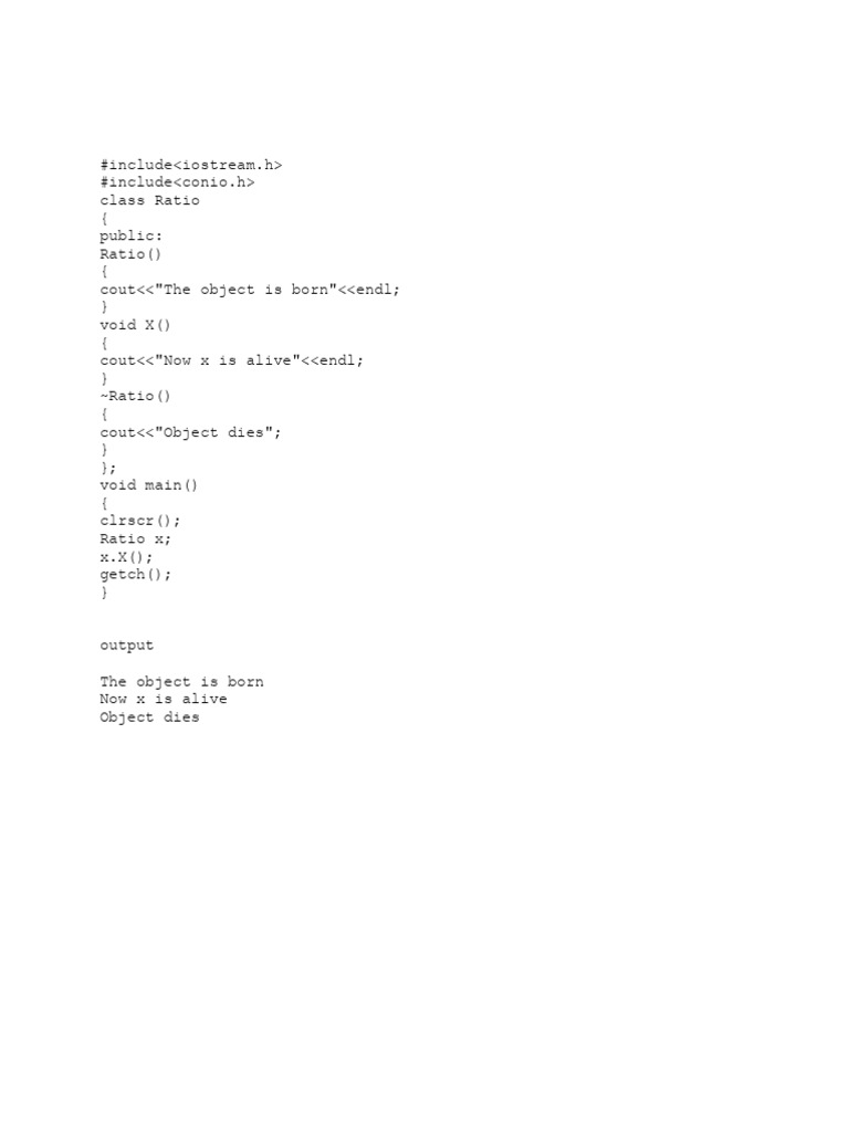 C++ Class Constructor Destructor Example | PDF