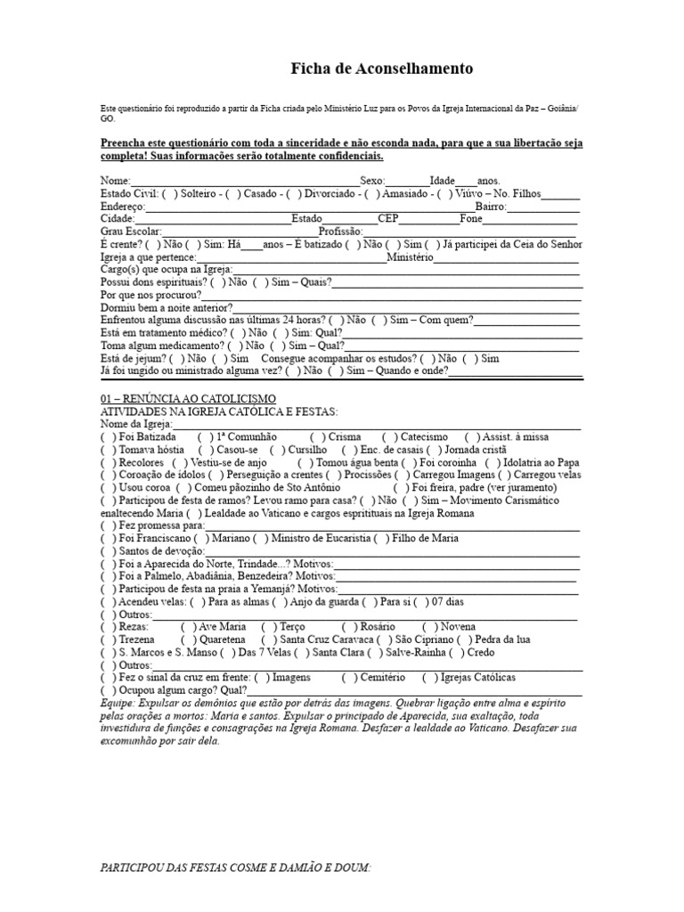 Ficha - de - Aconselhamento Sem A Logo Marca | PDF | Maria, mãe de Jesus | Sentimento