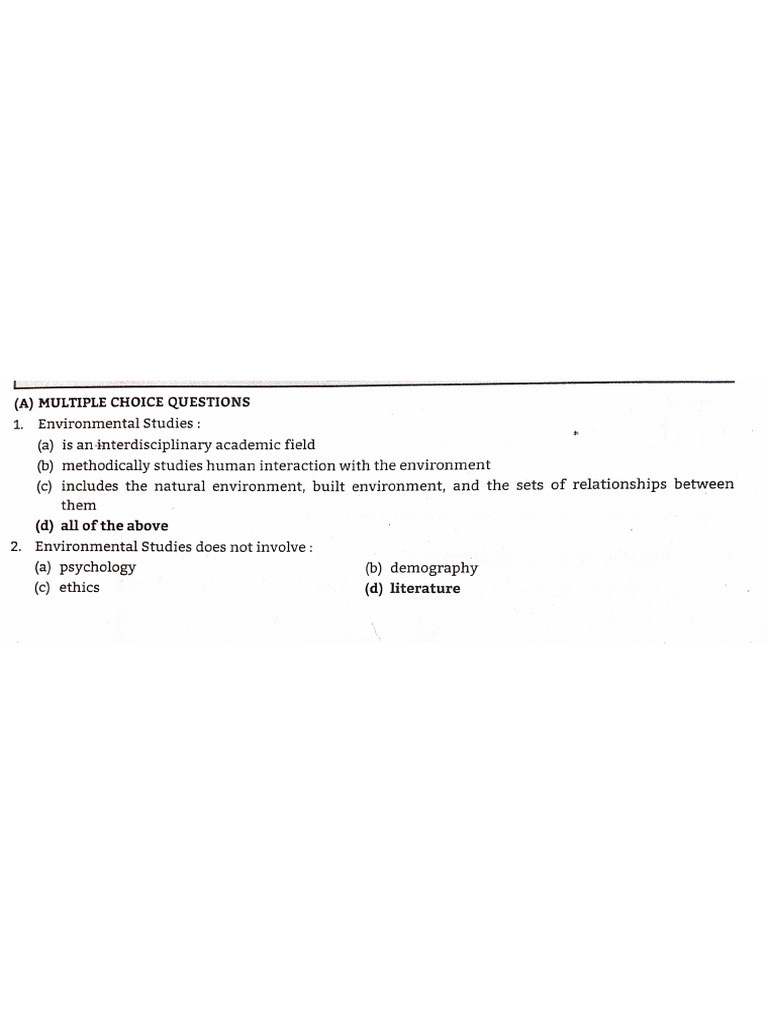 EVS Unit 1 MCQ | PDF